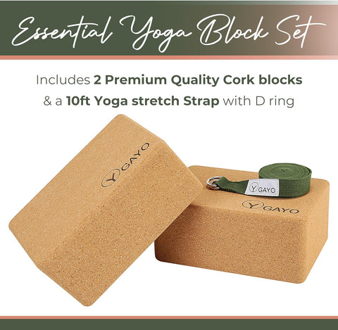 Sustainable Large Cork Yoga Blocks & Strap Set – Gayo