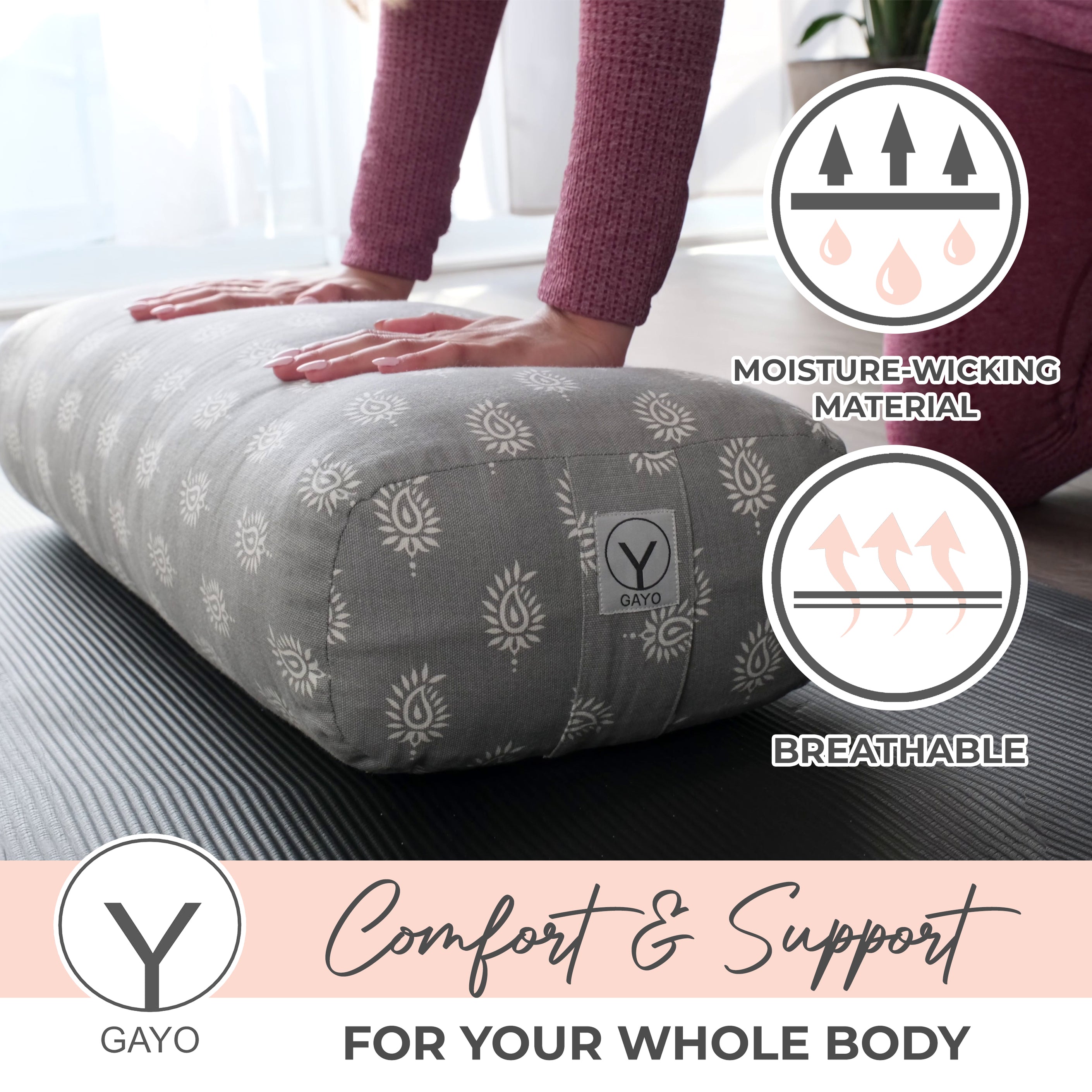 Organic Cotton Yoga Bolster Set with Carry Bag – Gayo