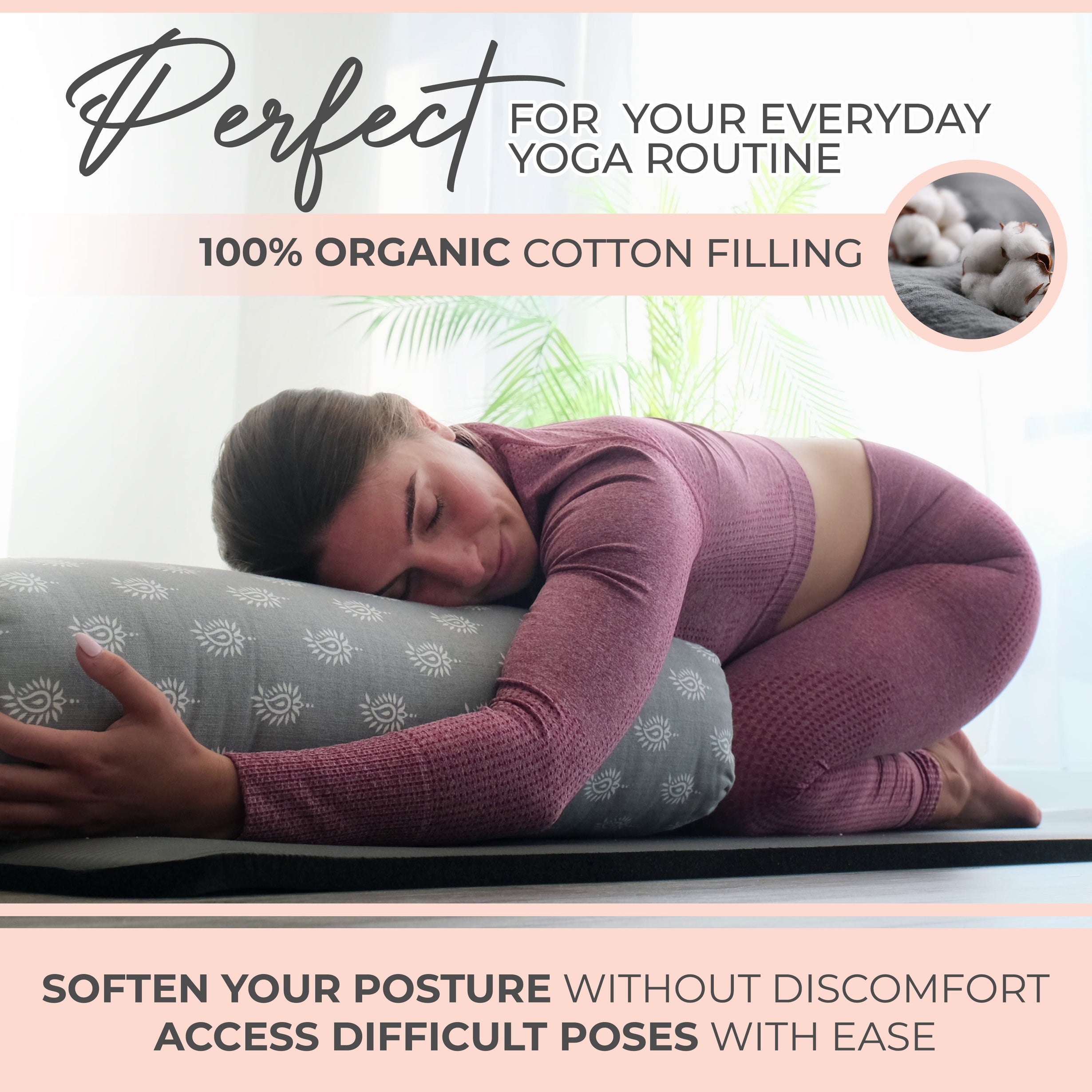 Organic Cotton Yoga Bolster Set with Carry Bag – Gayo